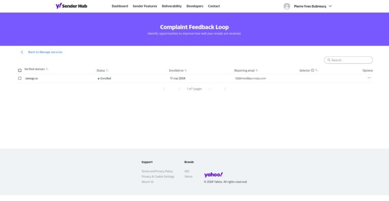 New Yahoo Sender Hub Dashboard